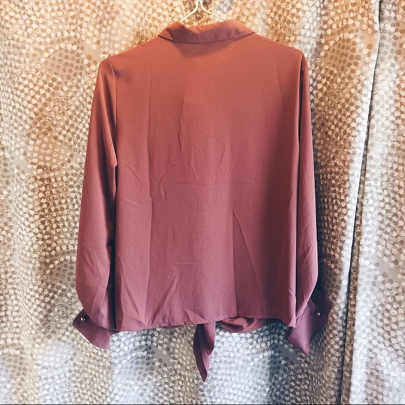 Papaya | Tops | Nwt Deep Rose Mauve Buttonup Tie Front Blouse | Poshmark